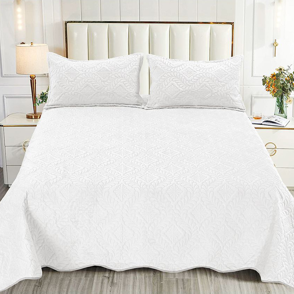 Set 3 Piese Cuvertura de Pat Uni Finet + 2 Fete de Perna 54x75 cm - Alb Imaculat - CVF0027 ...